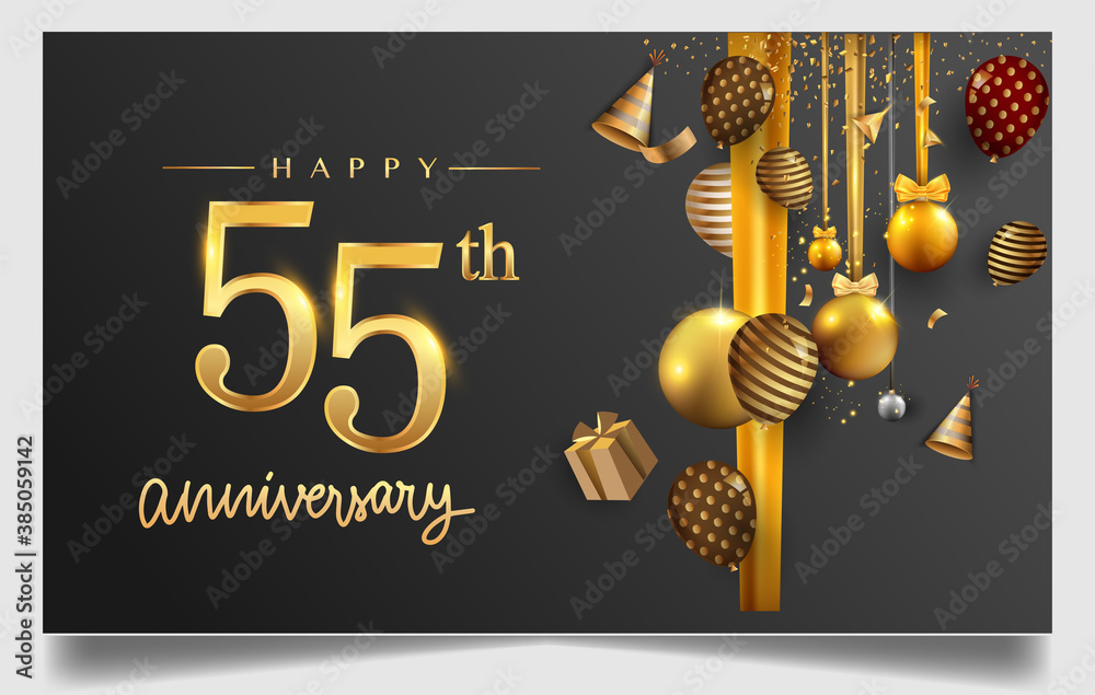Vecteur Stock 55th years anniversary design for greeting cards and ...