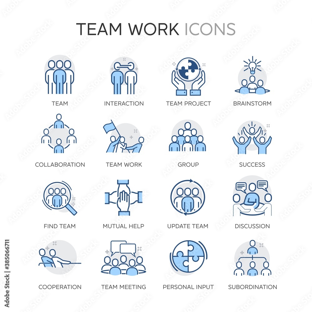 Simple Set of Team Work Related Vector Line Icons. Contains such Icons ...
