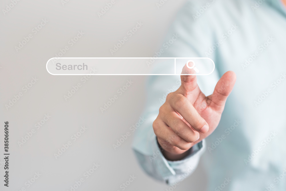 Searching information network concept with copy space , Businessman ...