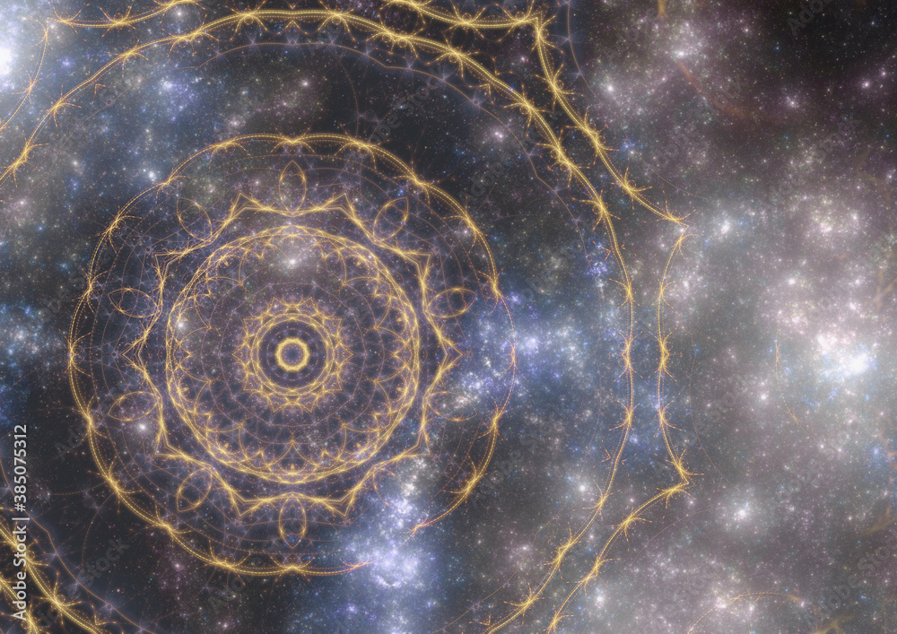 Mandala in space, esoterical stars background Stock Illustration ...