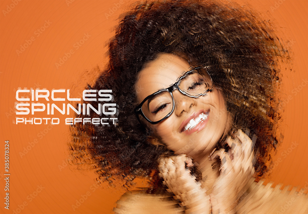 Circles Spinning Glitch Photo Effect Mockup Stock Template | Adobe Stock