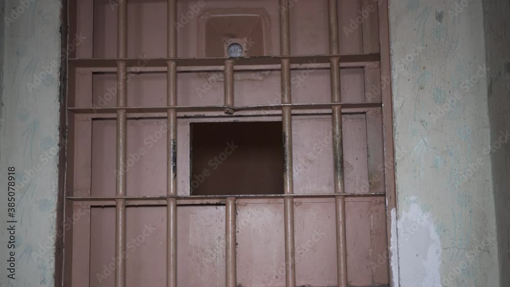 Prison Metal Door Protect Prisoner From Inside to Escape. Food Channel ...