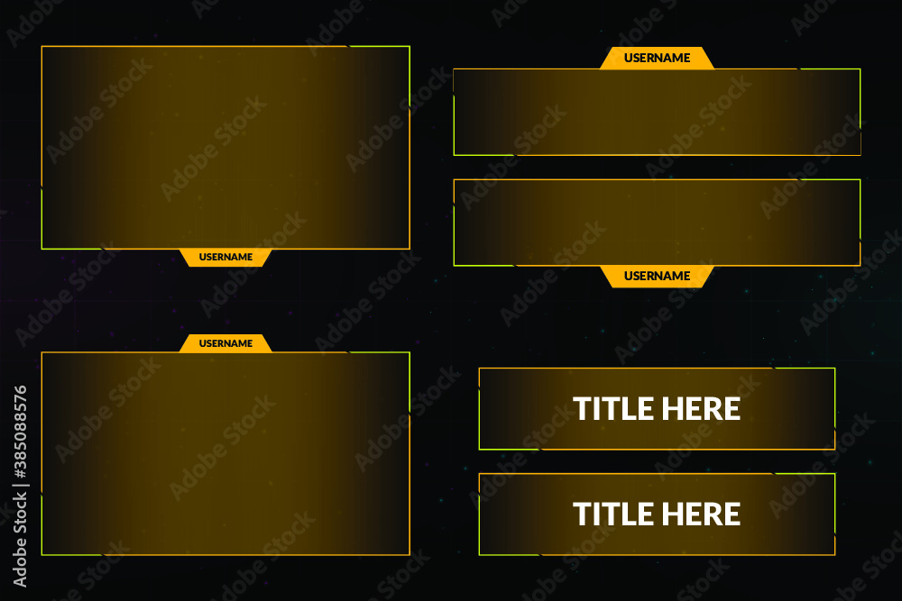 Twitch Facecam Panel and alert Design Template Yellow Stock Vector ...