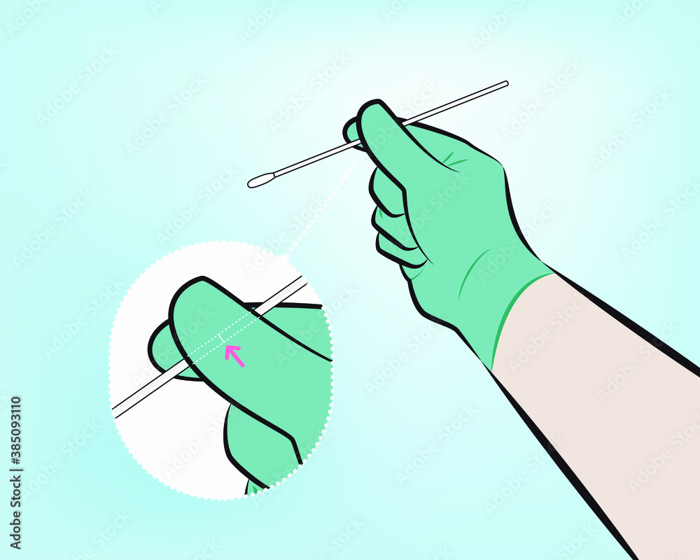 Step 3 : Hold the swab in your hand, placing your thumb and forefinger ...
