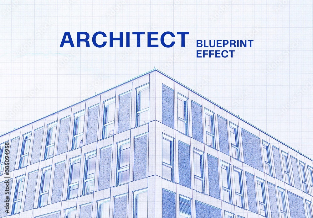 Blue Print Photo Effect Mockup Stock Template | Adobe Stock