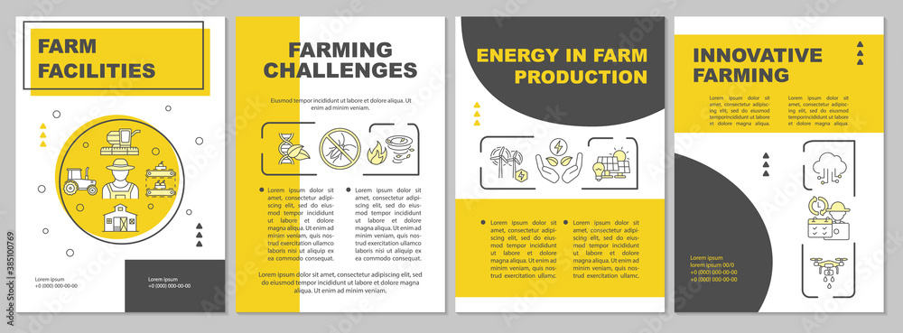 Farm household brochure template. Farming challenges. New technologies ...
