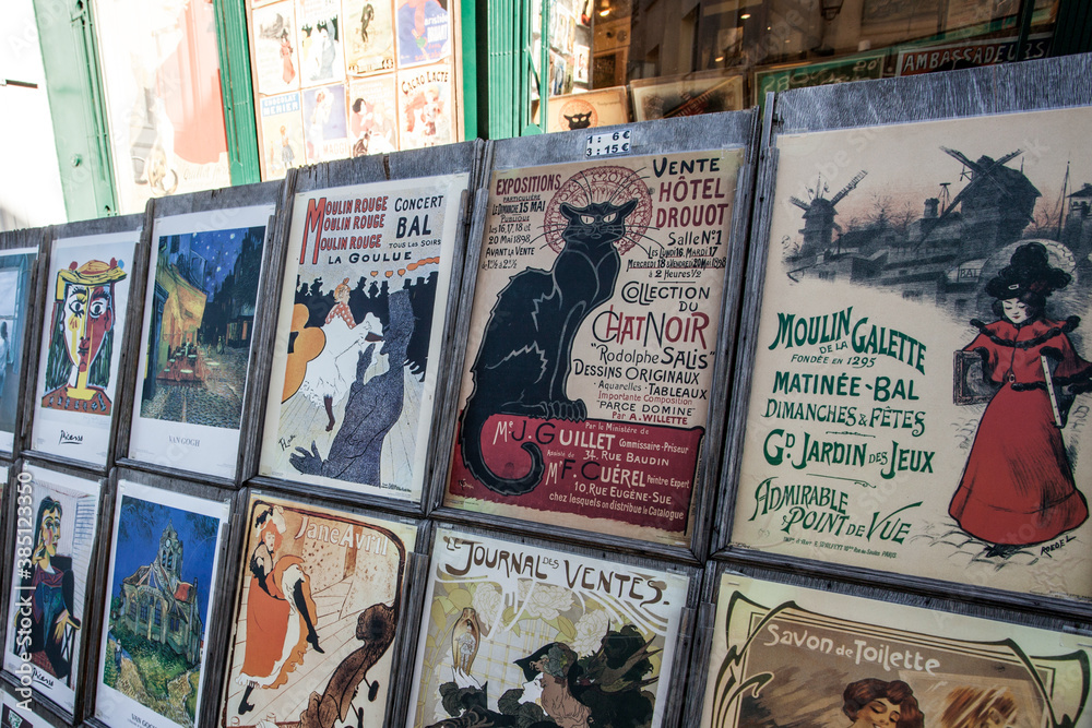 MONTMARTRE - OCTOBER 6. 2016: the famous poster of Le Chat Noir, the ...
