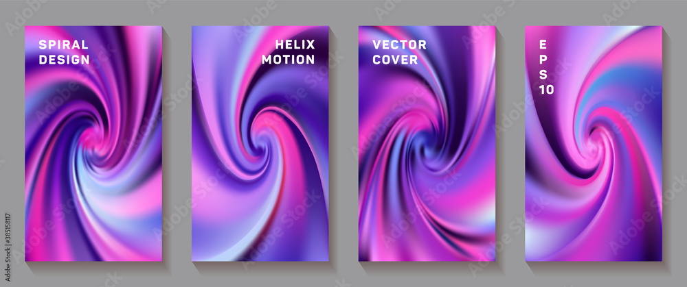 Gradient spiral rotation cover page templates set. Stock Vector | Adobe ...