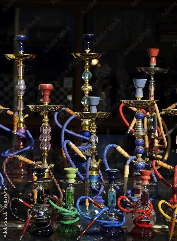 Water pipes, hookahs, for sale, Souq al Waqif, oldest souq or bazaar of ...