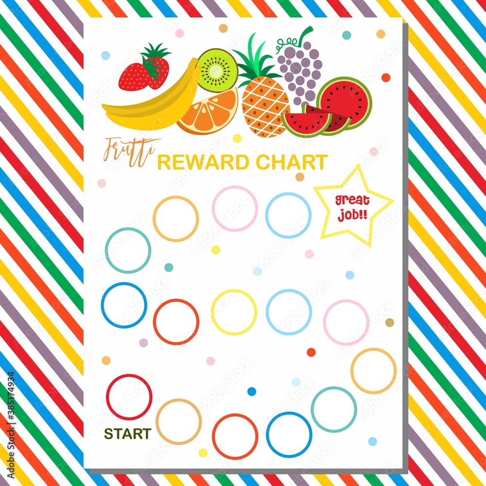 Fruits Theme Reward Chart Stock Vector | Adobe Stock