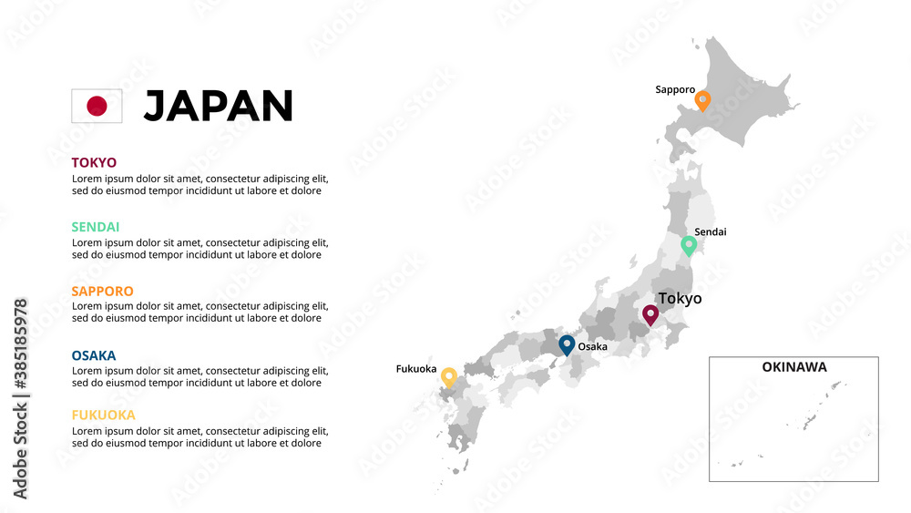 Japan vector map infographic template. Slide presentation. Tokyo ...