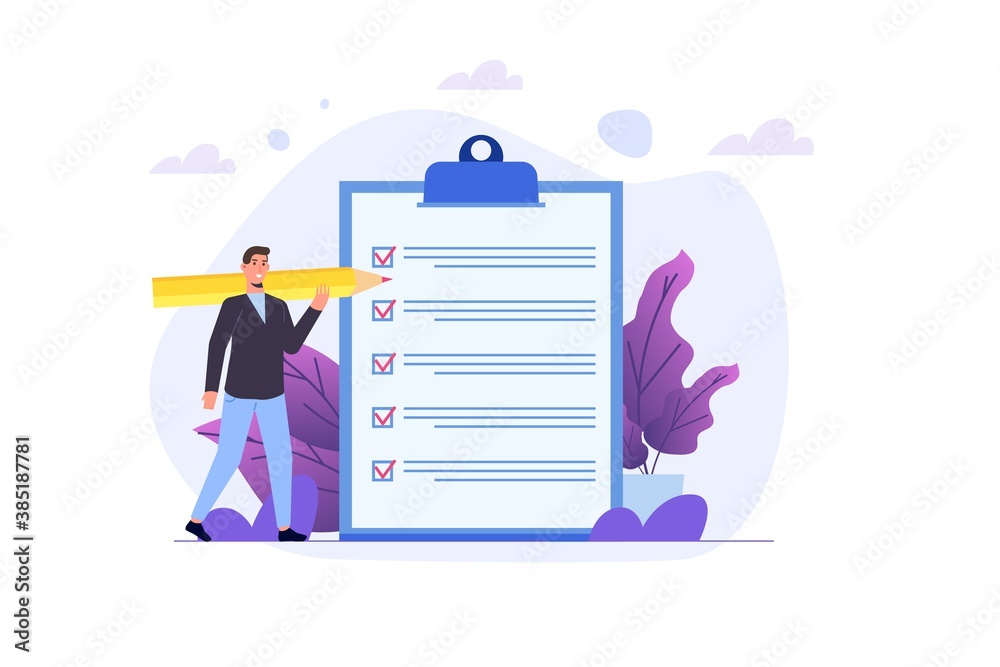 Businessman checklist concept. Checking business task success ...
