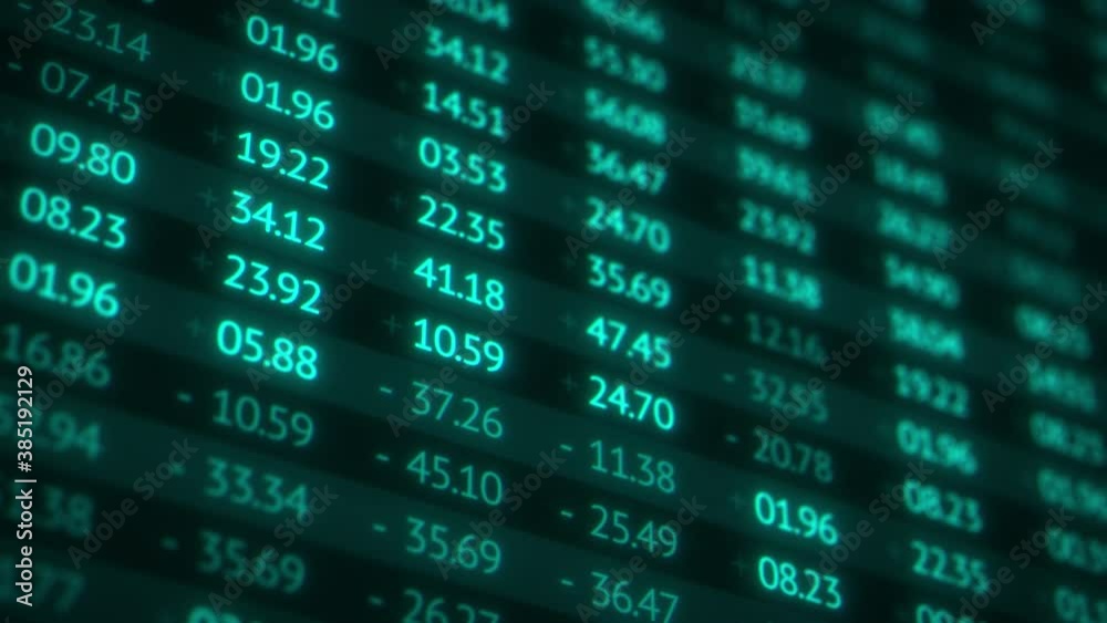 4k animated abstract background with stock market digits. Financial ...