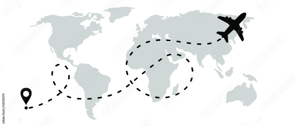 Vecteur Stock The route of the aircraft. Flight trips that are routed ...