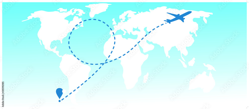 The route of the aircraft. Flight trips that are routed with pins ...