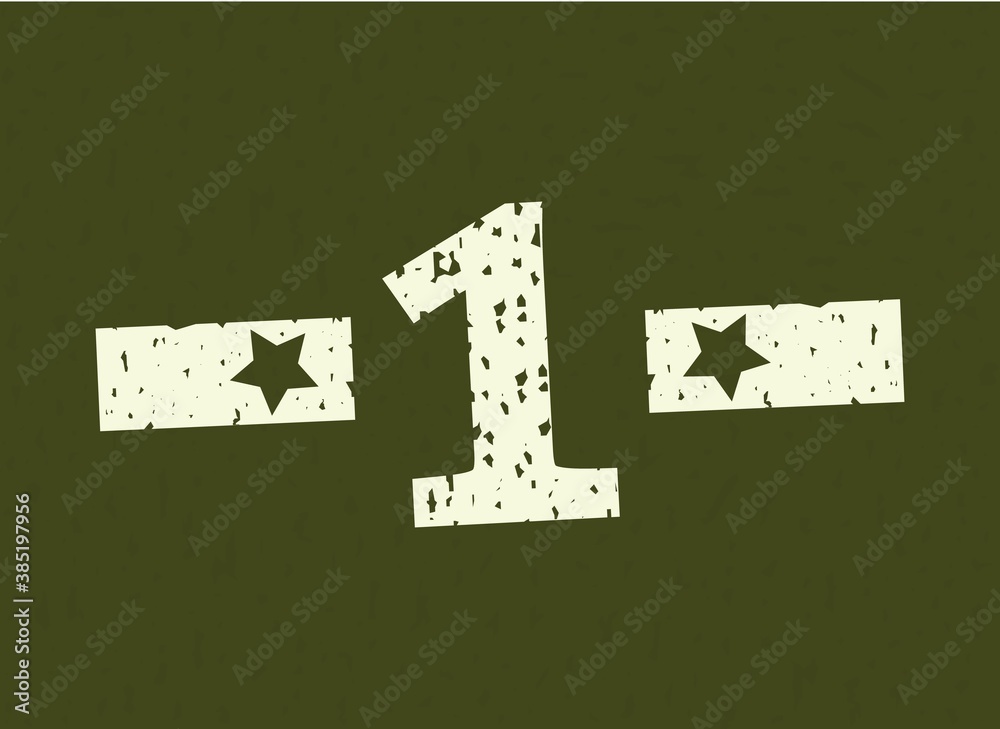 1 badge number Military, Army design with star on camouflage background ...