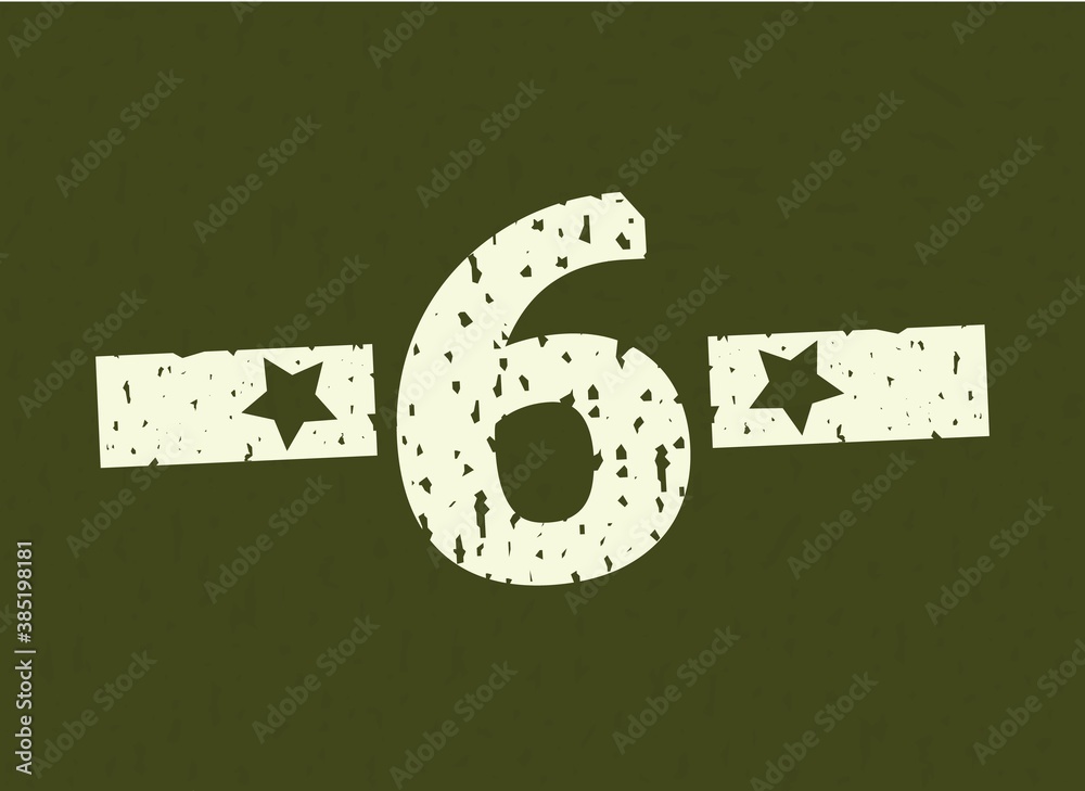6 badge number Military, Army design with star on camouflage background ...