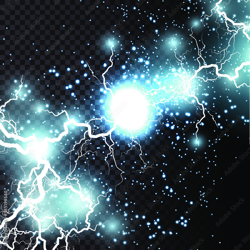 Lightning flash light thunder sparks on a transparent background.Fire ...