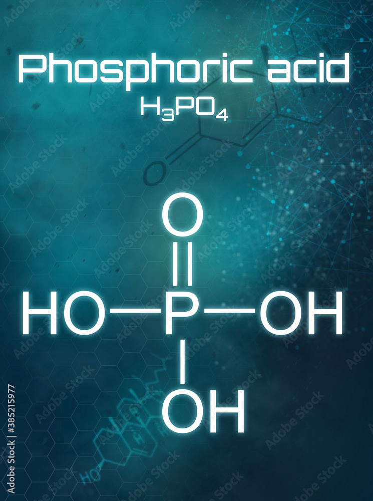 Chemical formula of Phosphoric acid on a futuristic background Stock ...