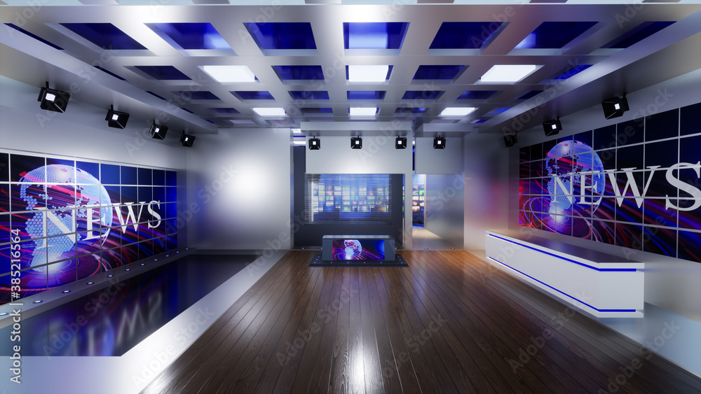 News Studio, Backdrop For TV Shows .TV On Wall.3D Virtual News Studio ...