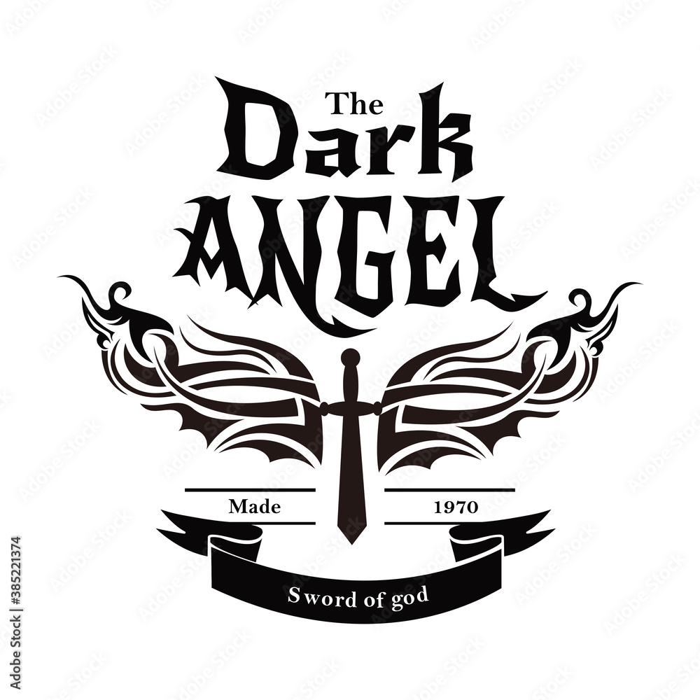 The dark angel logo illustration. Isolated on white background Stock ...