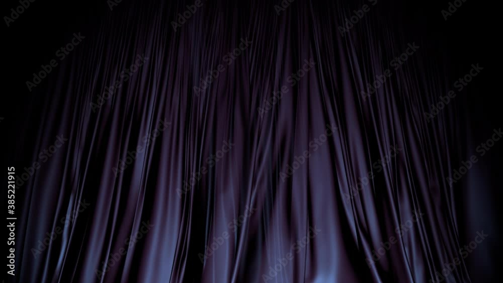Realistic 3D animation of the dark transparent window curtains closing ...