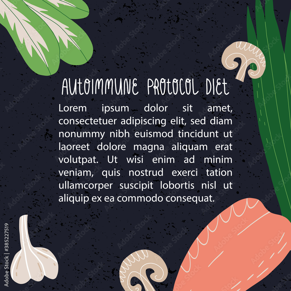 Autoimmune protocol diet banner template. The mushrooms, green, chicken ...