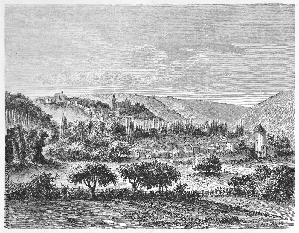 Vast medieval french hill landscape, nature and town Bar-le-Duc, M use ...