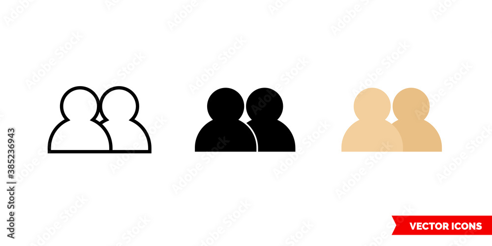 User group icon of 3 types color, black and white, outline. Isolated ...