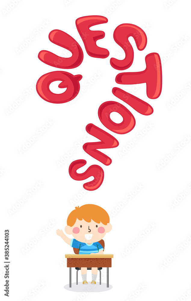 Kid Boy Student Question Mark Illustration Stock Vector | Adobe Stock