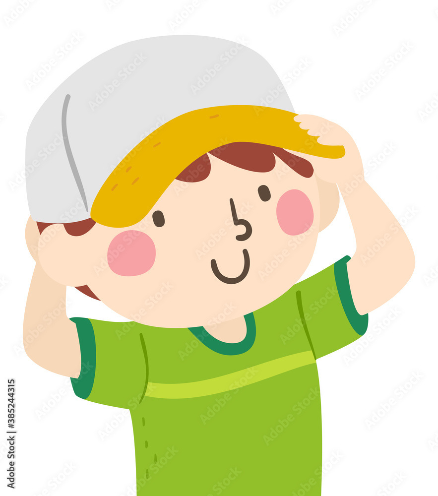 Kid Boy Wear Cap Illustration Stock Vector | Adobe Stock