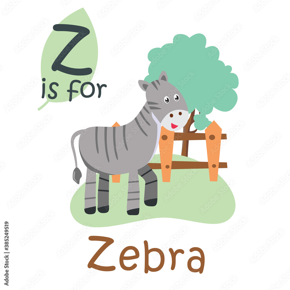 Cute Animal Alphabet Series. Alphabet animals for children. Letter Z ...
