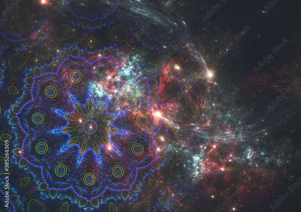 Mandala in space, esoterical stars background Stock-Illustration ...