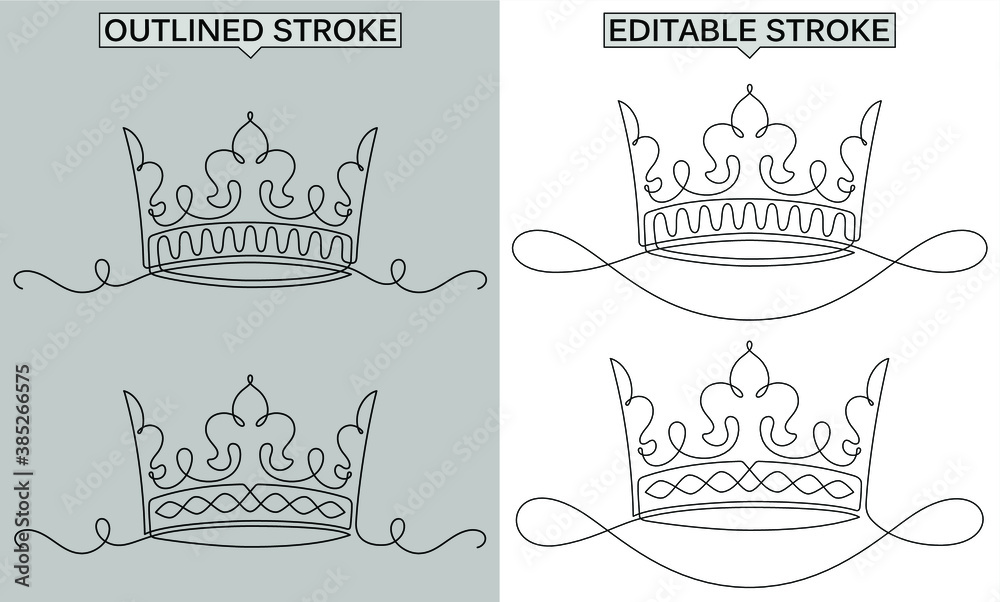 Continuous line drawing king crown vector Stock Vector | Adobe Stock
