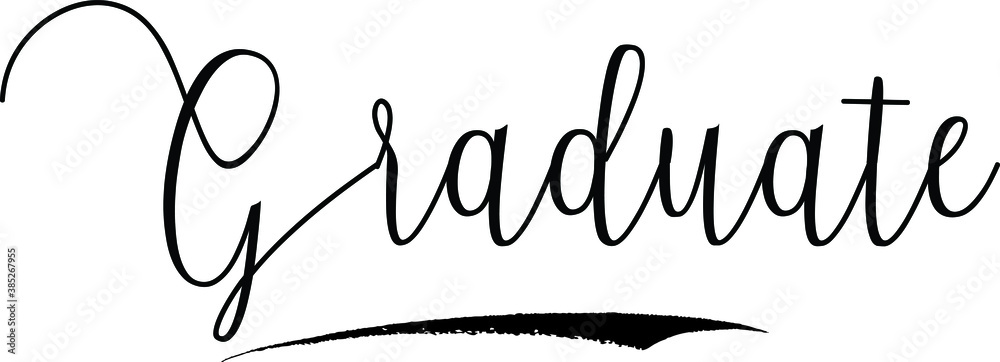 Graduate Cursive Calligraphy Text Black Color Text On White Background ...