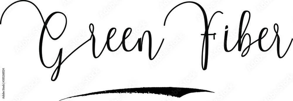 Green Fiber Cursive Calligraphy Text Black Color Text On White ...