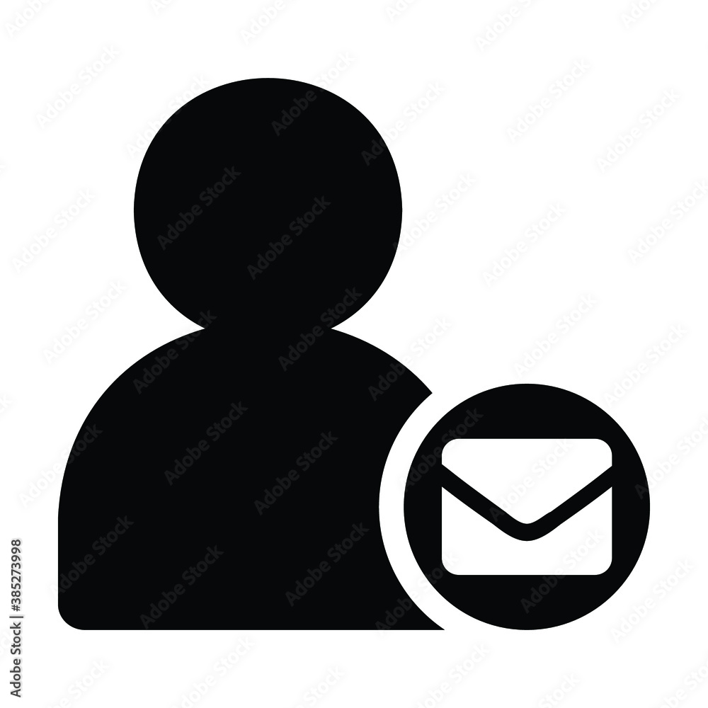 Message icon vector user person profile avatar with envelope symbol for ...