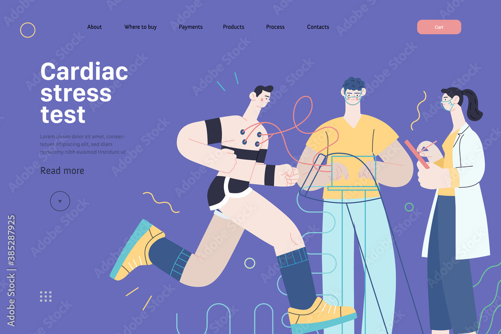 Medical tests template - cardiac stress test -modern flat vector ...