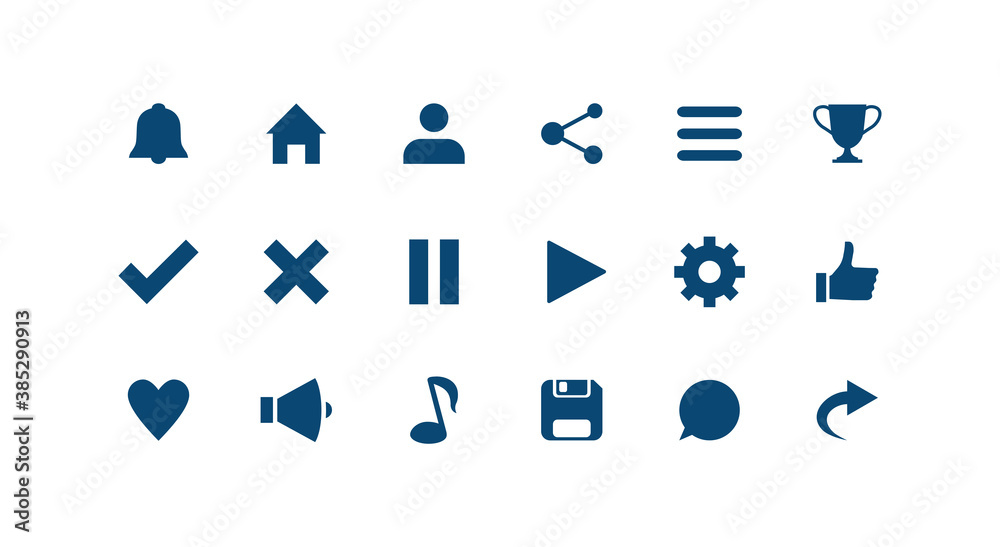 Set of symbols for design. Vector flat design icons for mobile games ...
