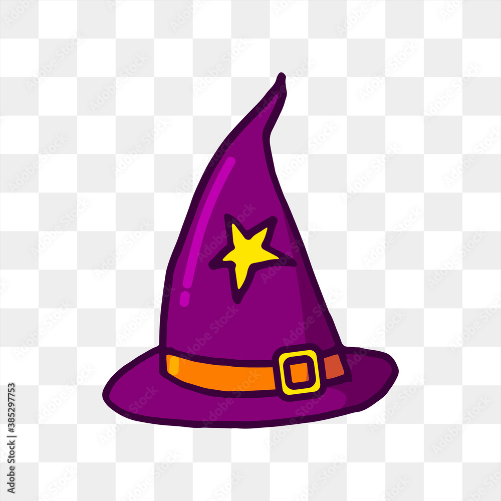 vector illustration of halloween witch hat isolated on transparent ...