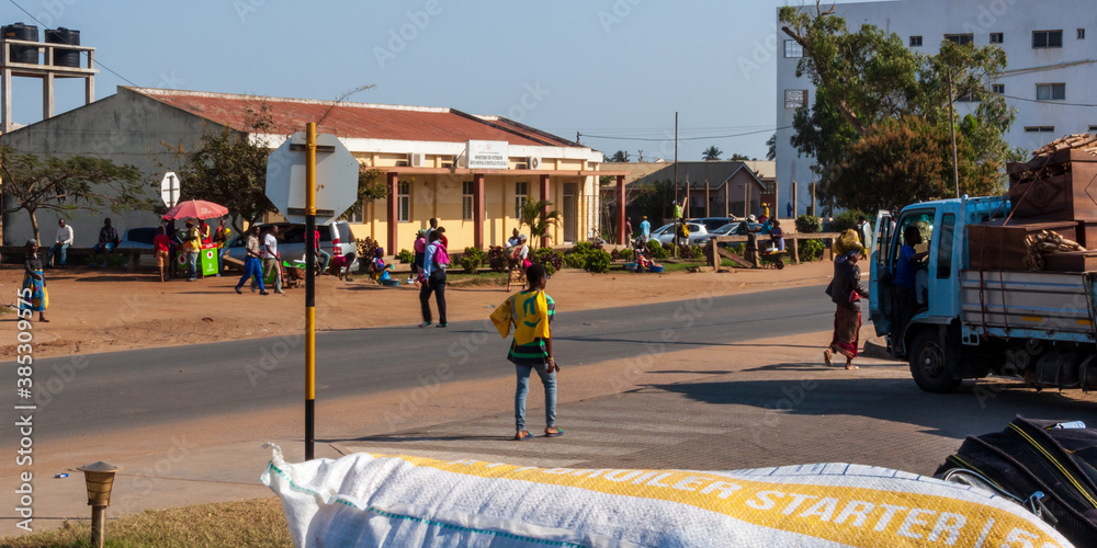 People carrying on their daily life in Maputo, the capital city of ...