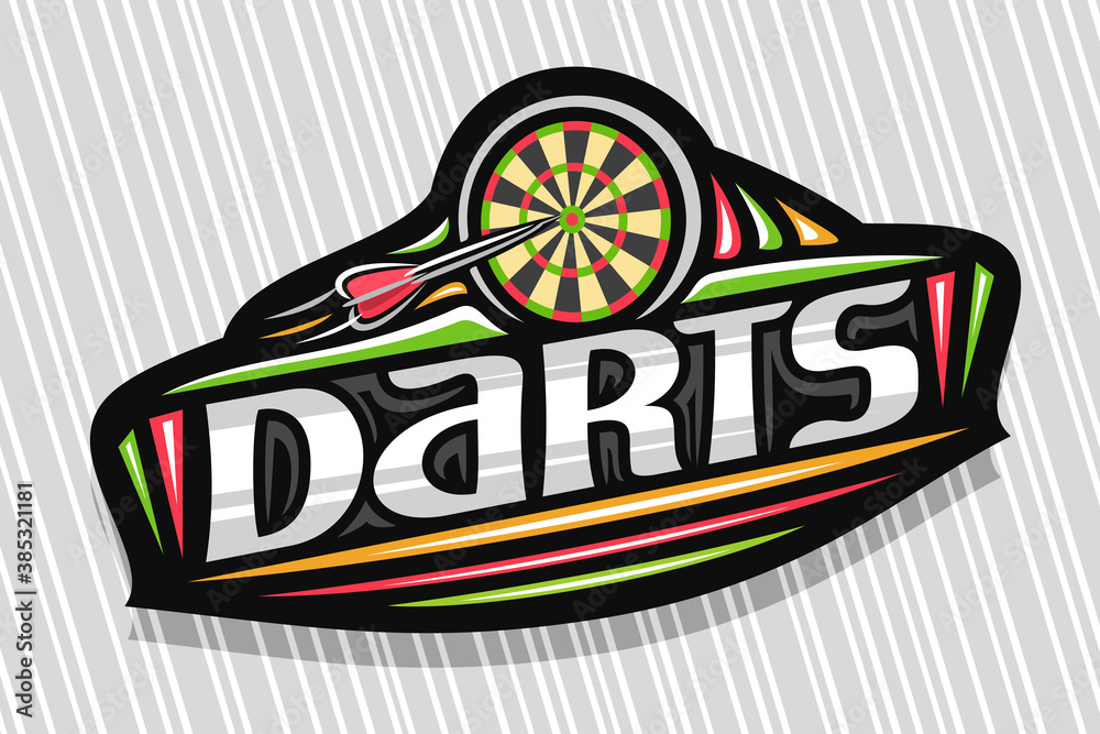 Vector logo for Darts Sport, dark modern emblem with illustration of ...