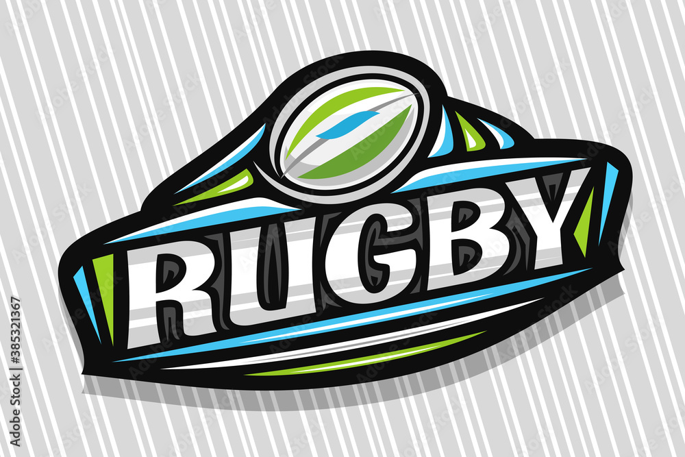 Vector logo for Rugby Sport, dark modern emblem with illustration of ...