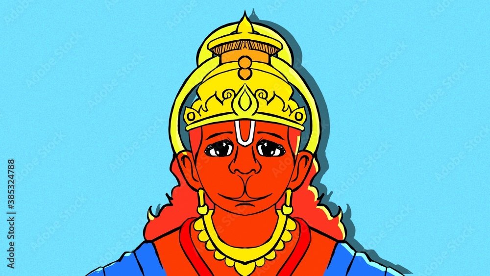 lord hanuman illustration with color and shadow with background Stock ...