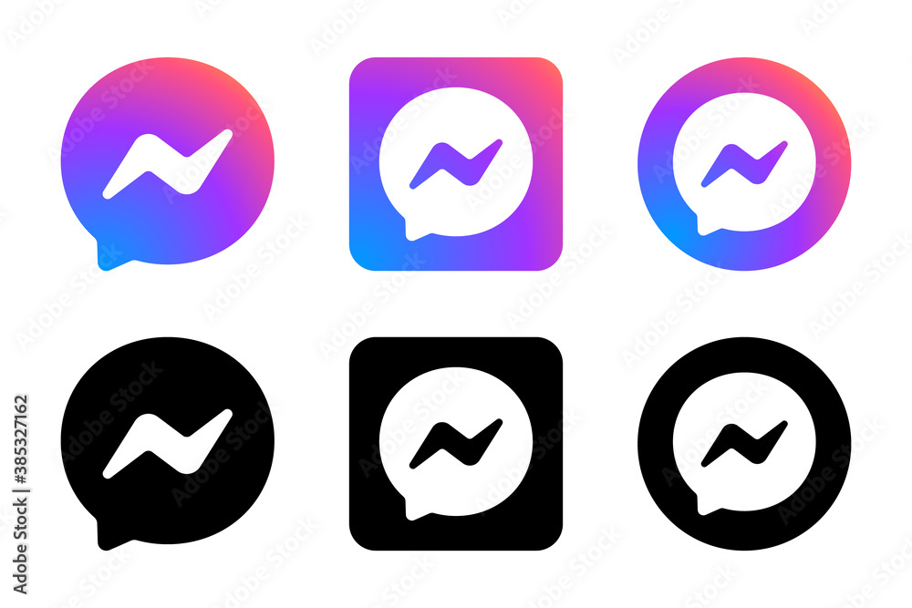 New Facebook messenger social media network vector logo / icon set ...