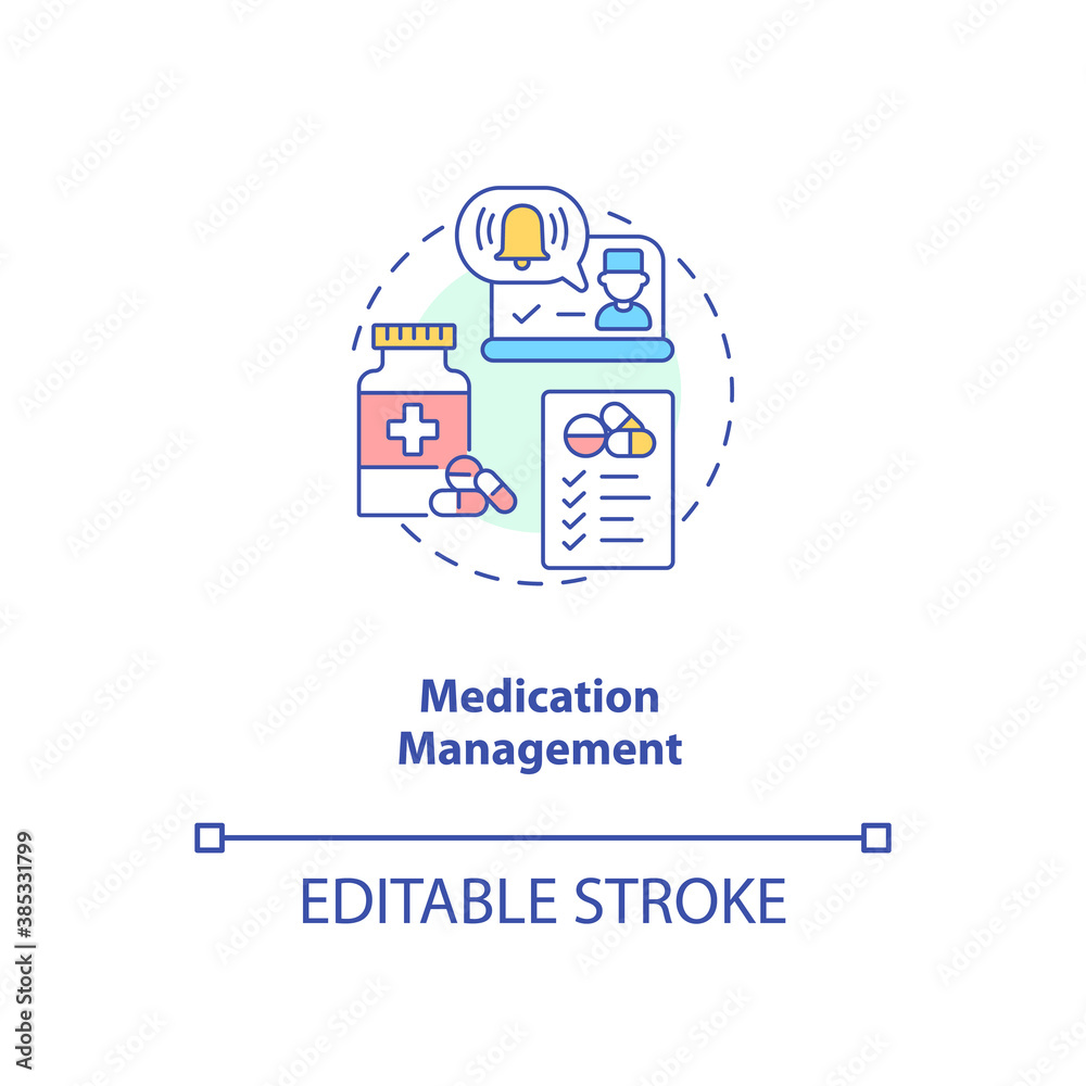 Medication management concept icon. Telemedicine services types ...