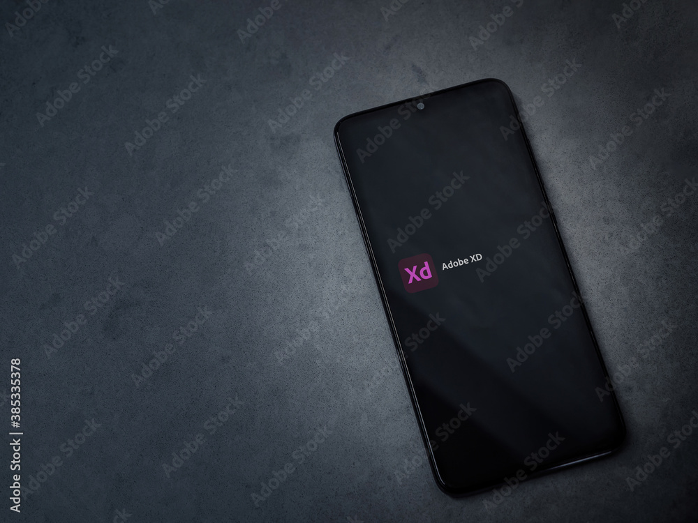 Lod, Israel - July 8, 2020: Adobe XD app launch screen with logo on the ...