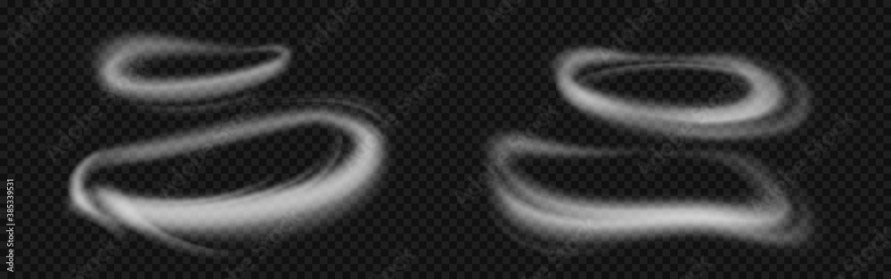 Circle smoke rings isolated on transparent background. Vector realistic ...