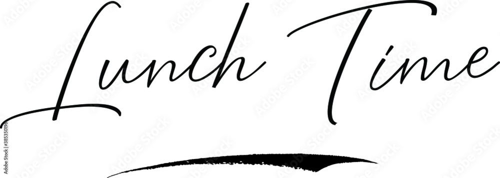Lunch Time Cursive Calligraphy Text Black Color Text On White ...