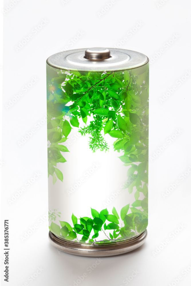 エコ電池と新緑の環境イメージ Stock Photo | Adobe Stock